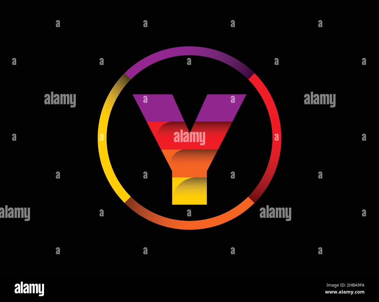 Colorful Y monogram letter alphabet in a circle modern vector logo ...