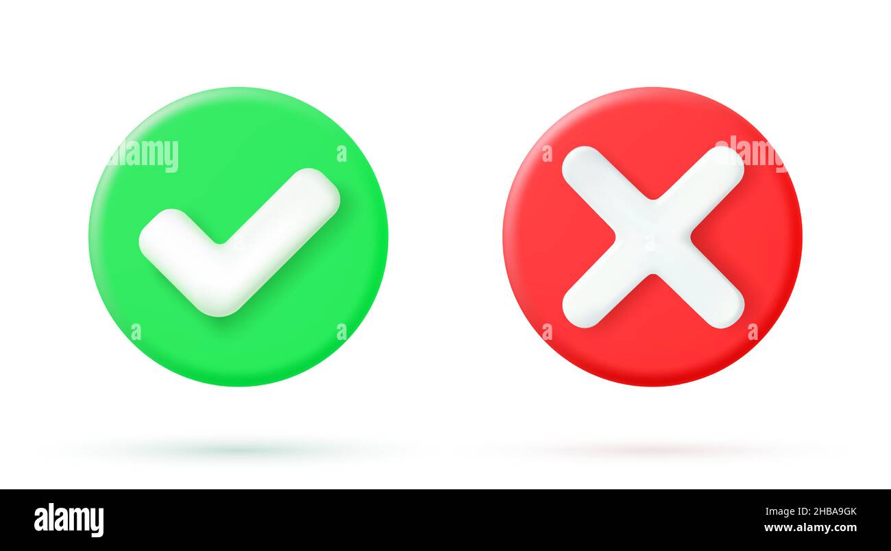 Green tick check mark and cross mark symbols Stock Vector Image & Art ...