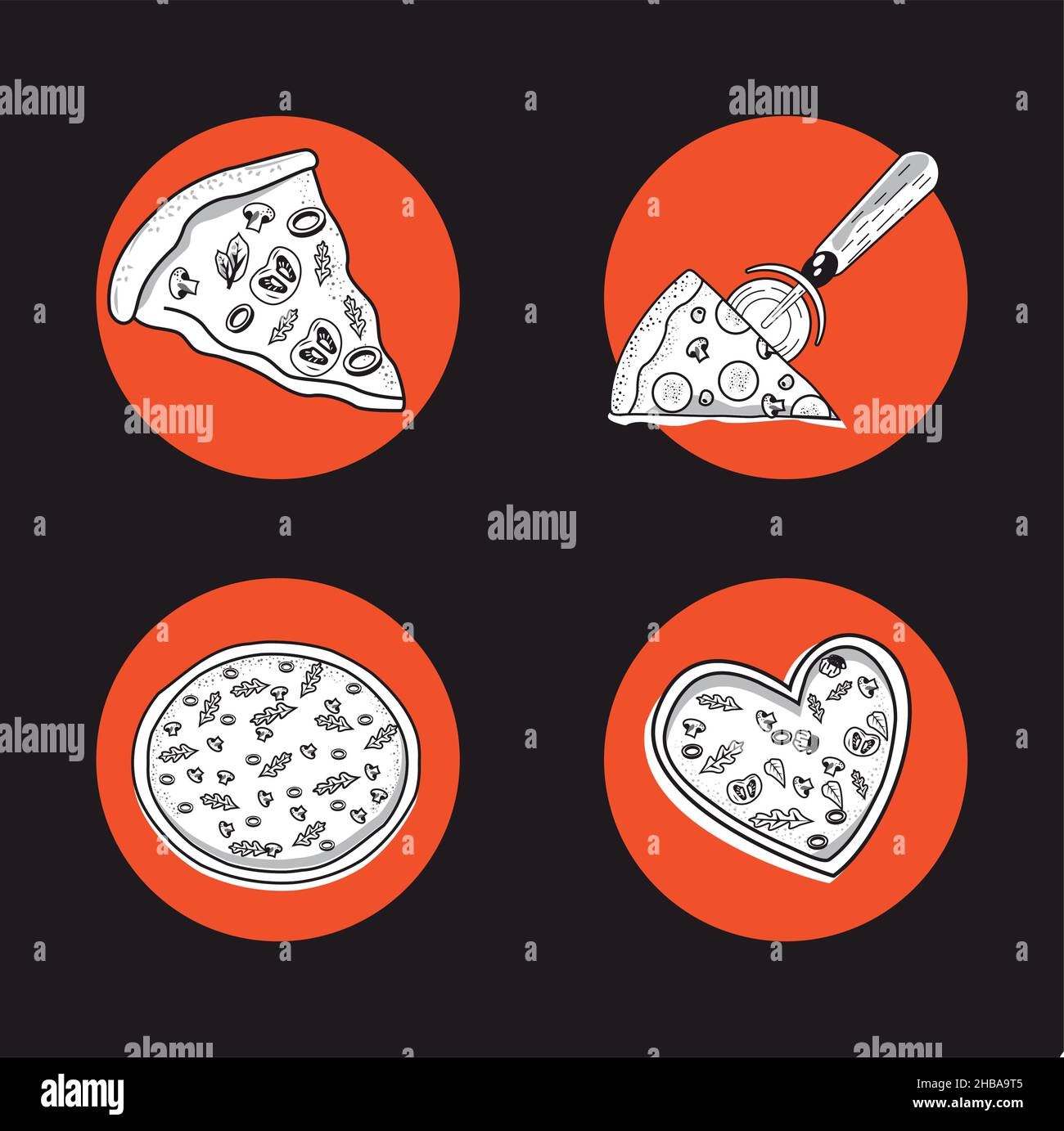 four italian pizza icons Stock Vector Image & Art - Alamy