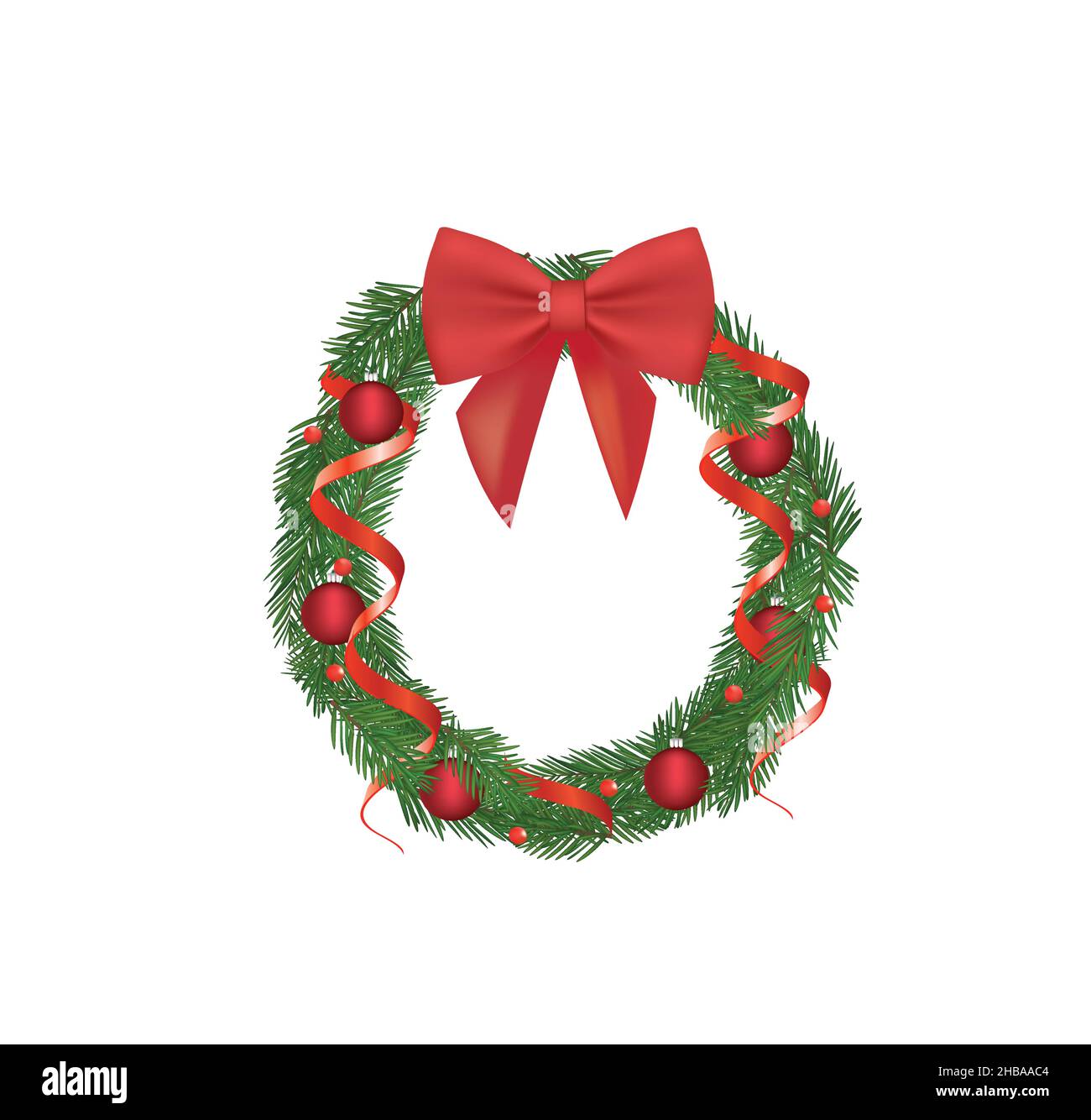 Christmas wreath with red bow. vector Stock Vector Image & Art - Alamy