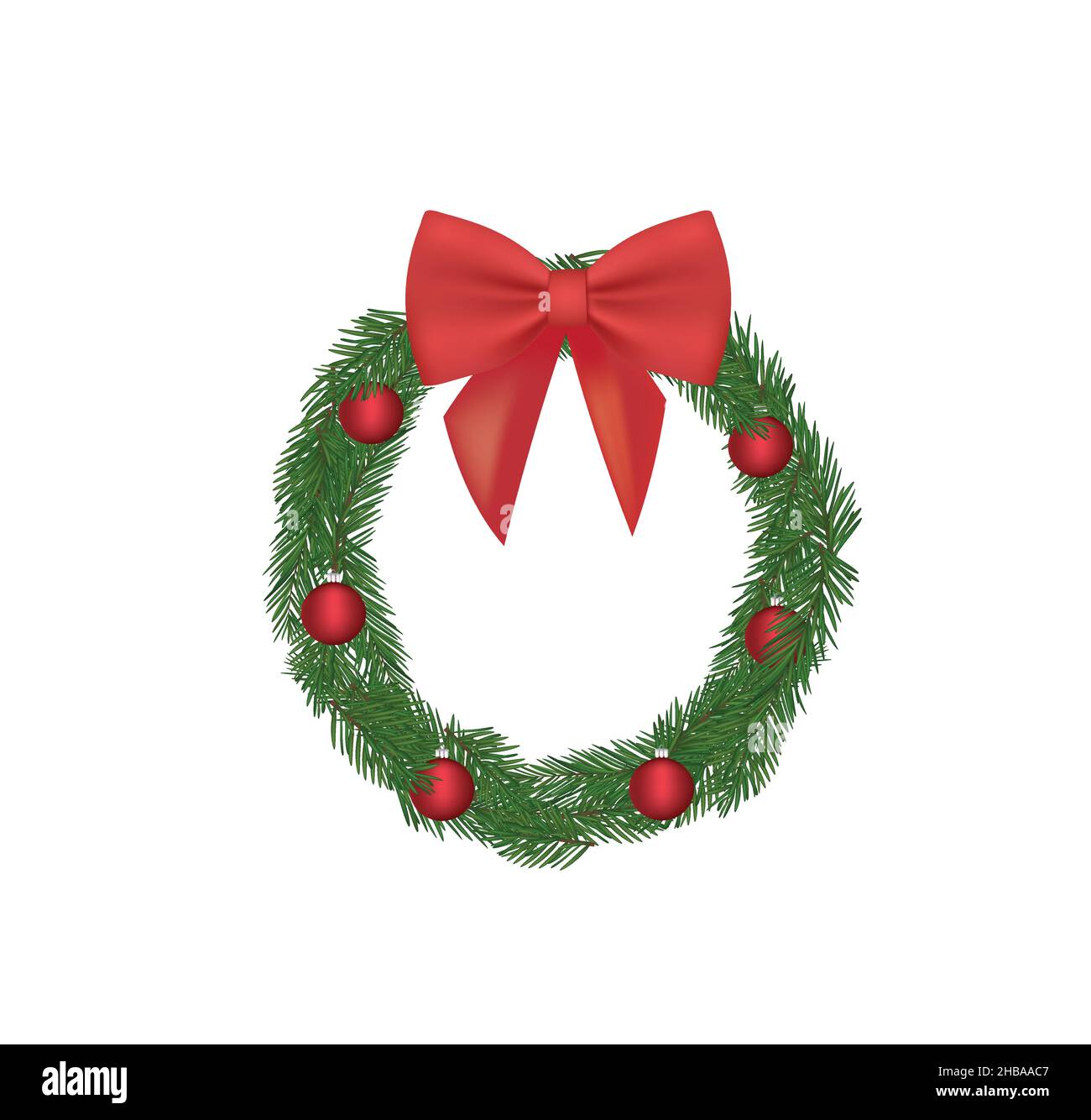 Christmas wreath with red bow. vector Stock Vector Image & Art - Alamy