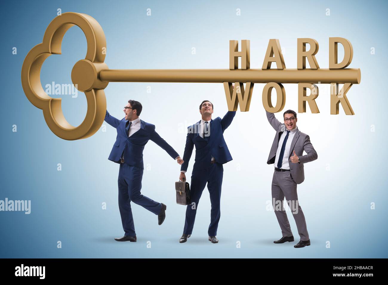 Concept of hard work with the key and businessman Stock Photo - Alamy