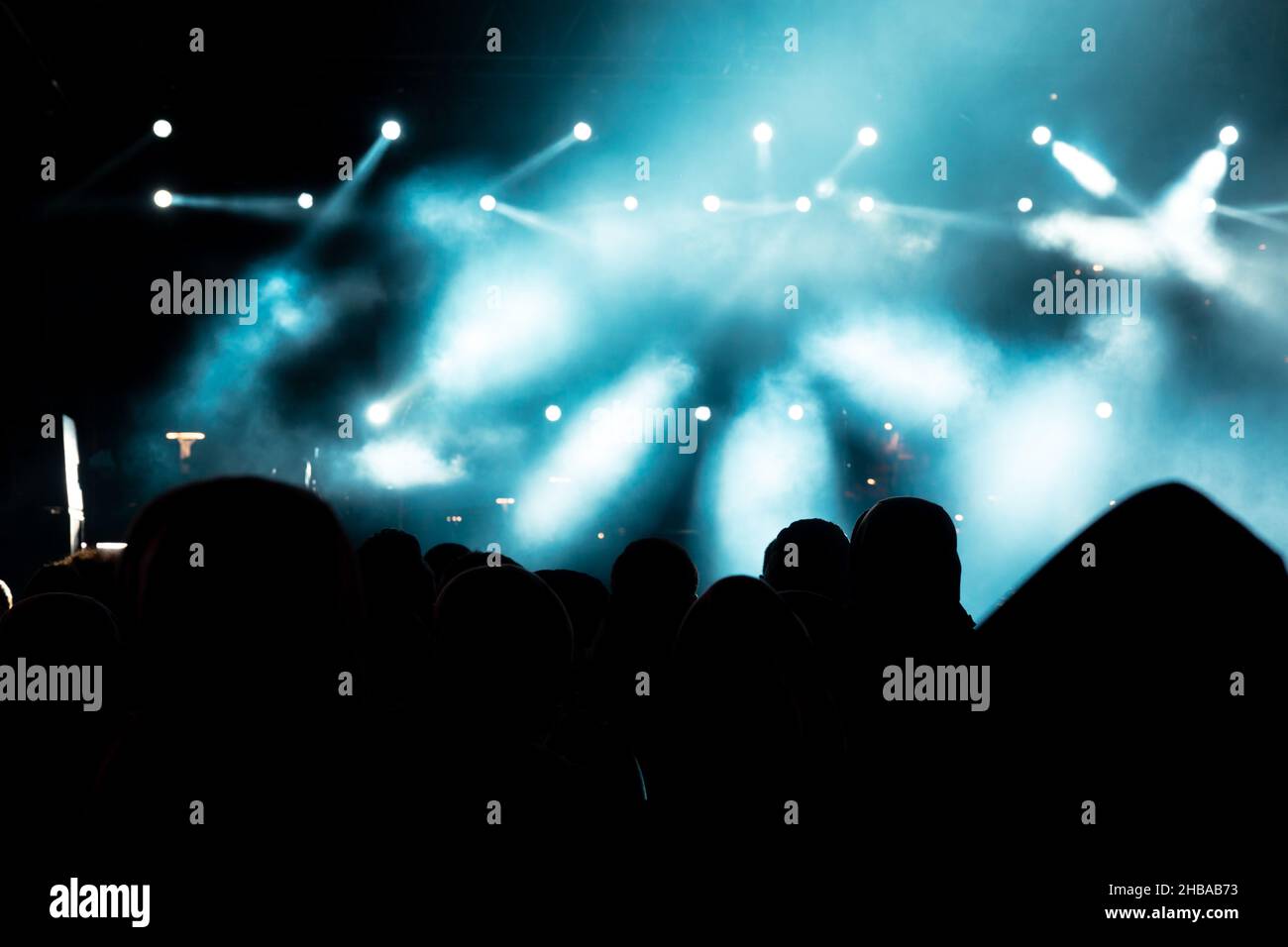 Concert background. Silhouette of crowd in the concert background photo ...