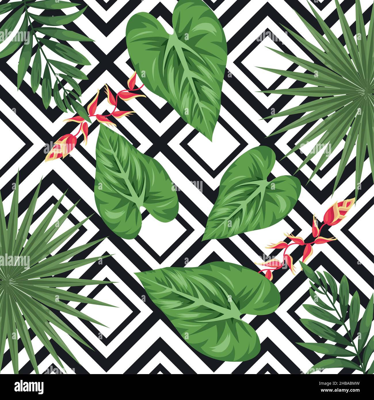 tropical plants geometric background Stock Vector Image & Art - Alamy