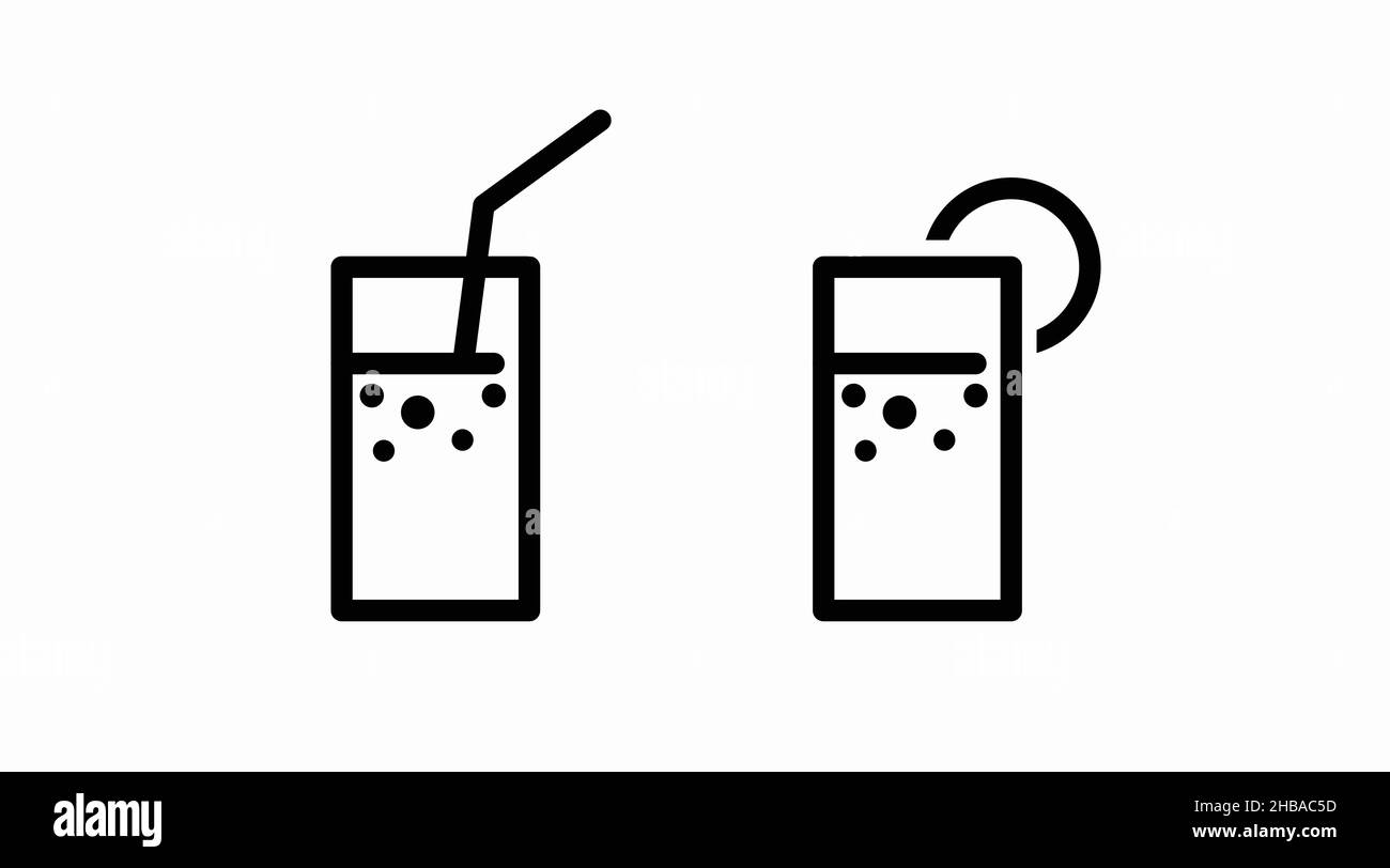 Drinks Icon Set. Vector isolated back and white set of different drinks ...