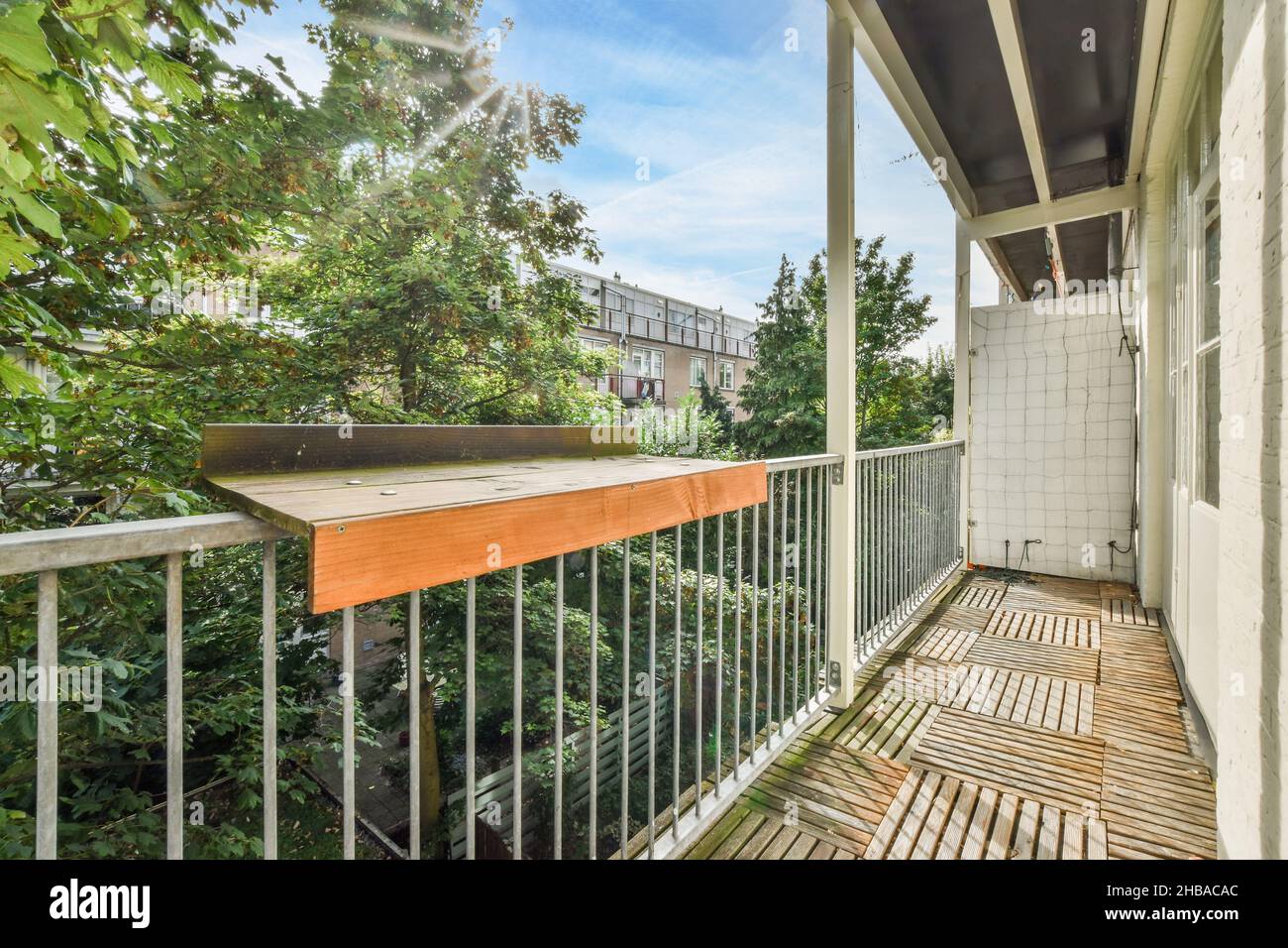 Delightful balcony design with amazing outside views Stock Photo - Alamy