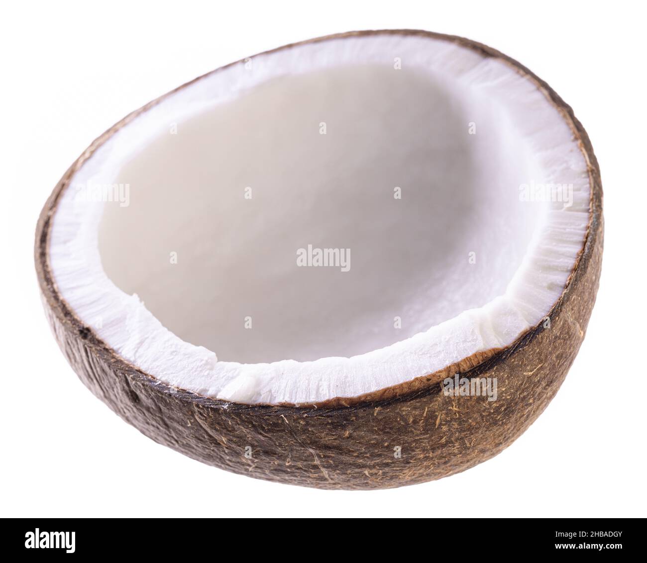 real edible food and drink: side view view of half coconut isolated on ...