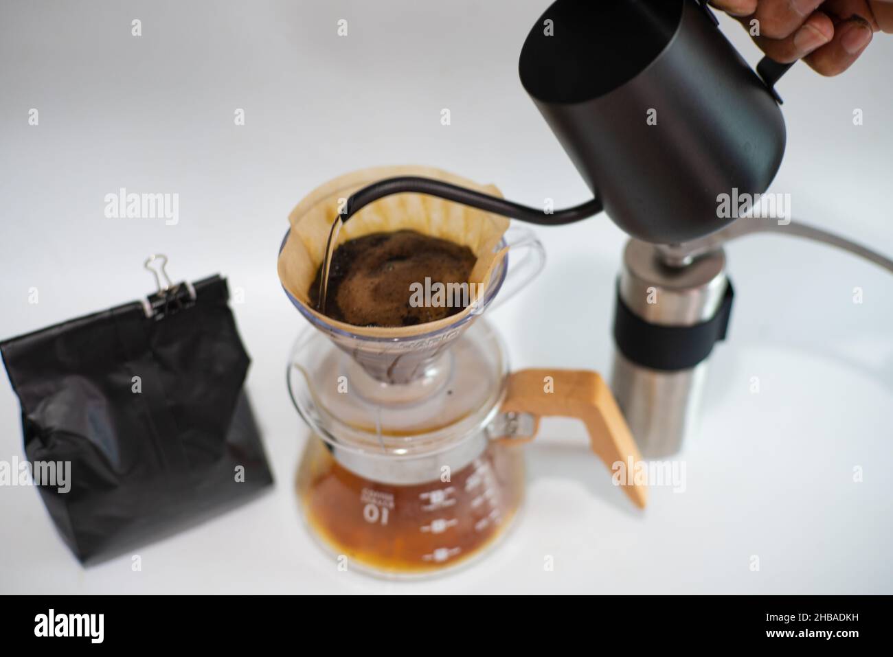 Coffee drip cold brew with coffee equipment home made on white ...