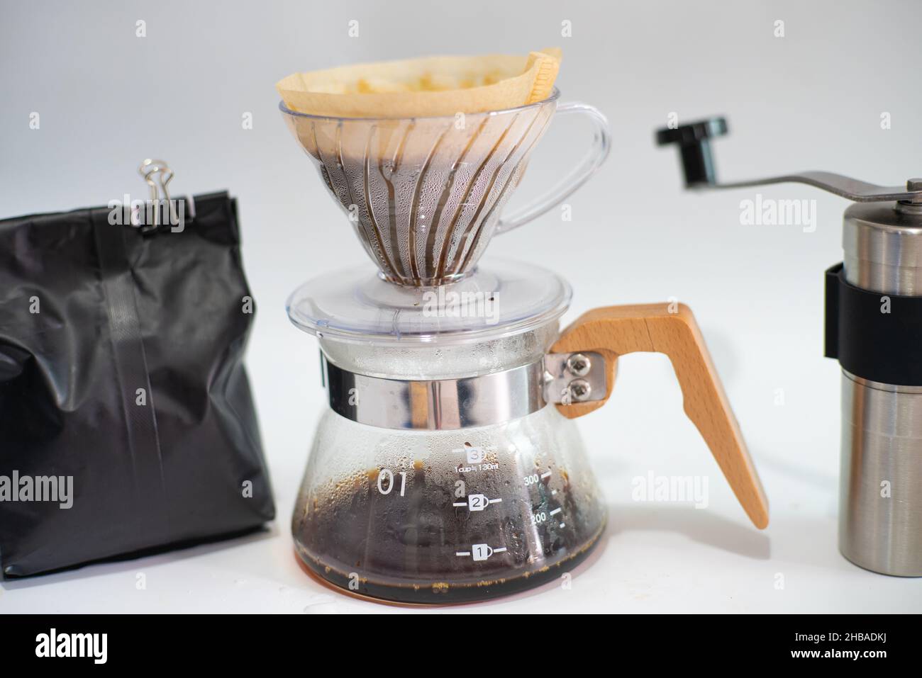 Coffee drip cold brew with coffee equipment home made on white ...