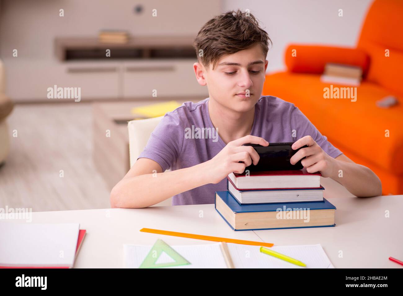School child revising for exams hi-res stock photography and images - Alamy