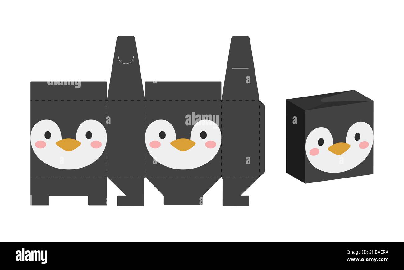 Simple packaging favor box penguin design for sweets, candies, presents ...