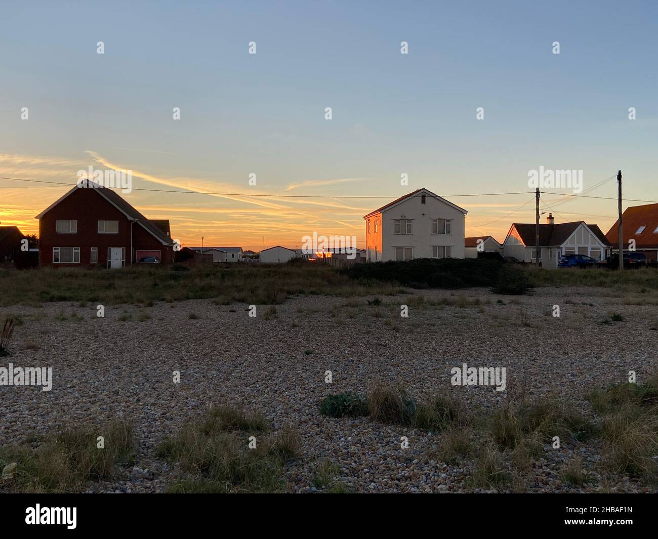 Greatstone, Kent, UK- 01.01.2022: greatstone village on the New Romney ...