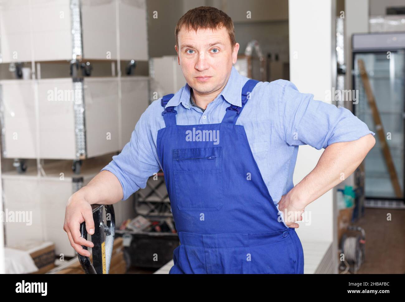 Construction worker ready for works Stock Photo - Alamy