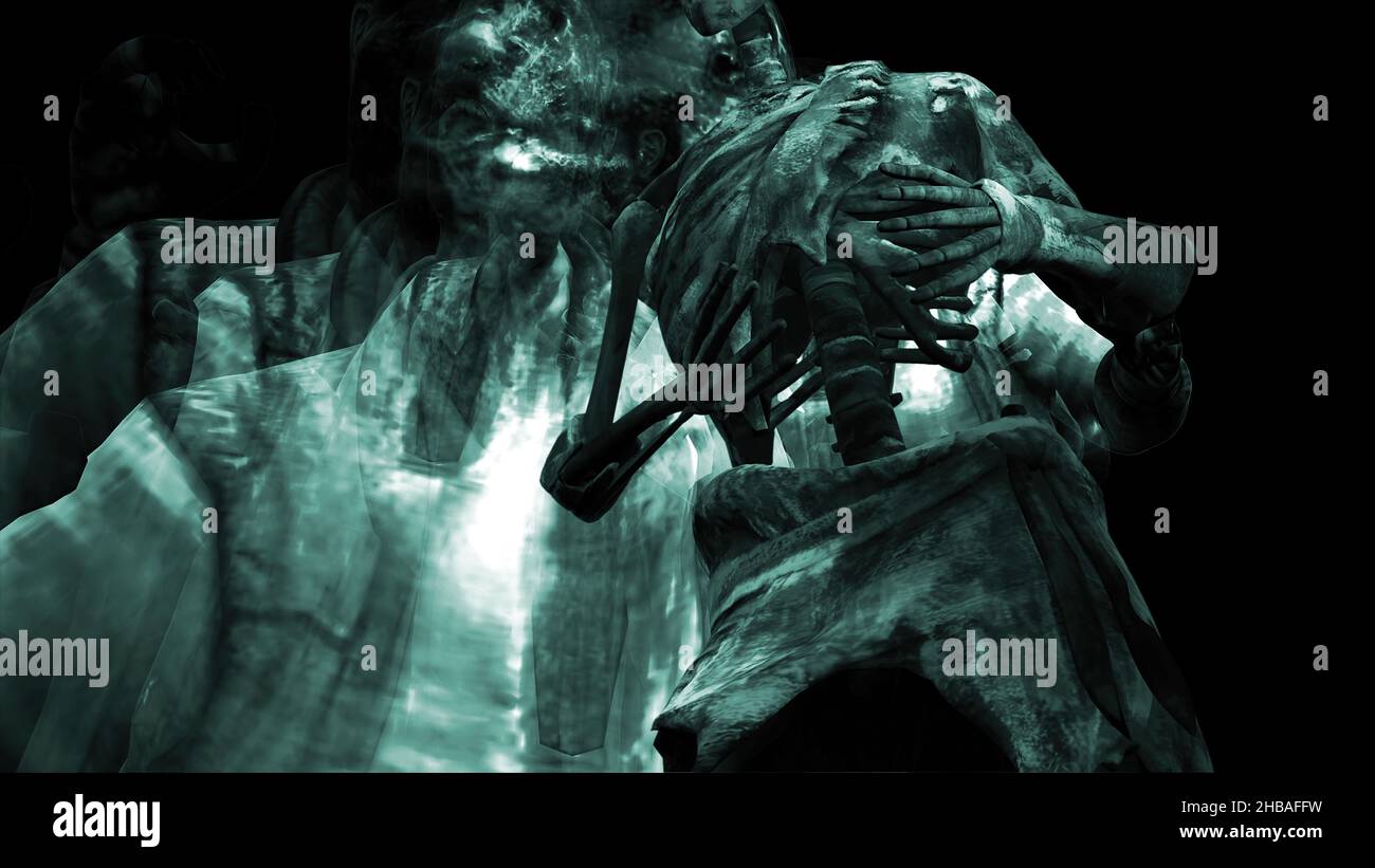 3d illustration - Horror Zombie With Effects Stock Photo - Alamy