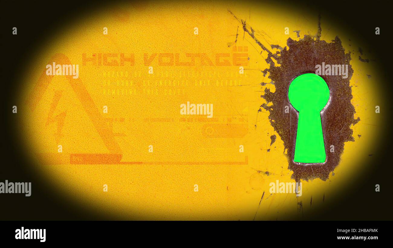 3d illustration - Key Hole With Green Screen From Outside Stock Photo ...