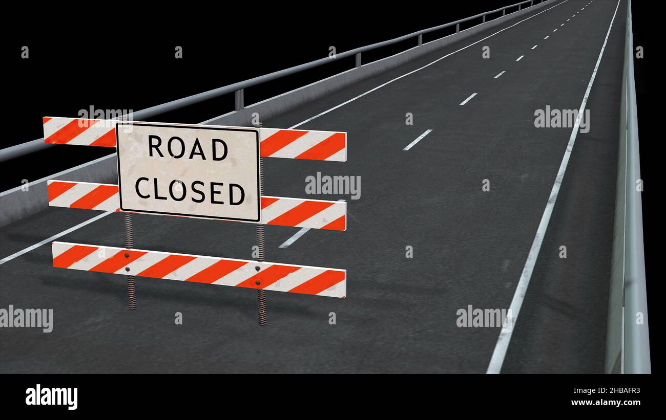 3d illustration - Road closed road sign Stock Photo - Alamy