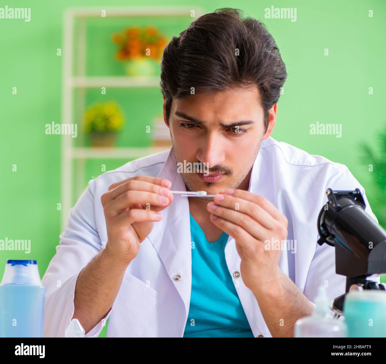 The chemist testing soap in the lab Stock Photo - Alamy