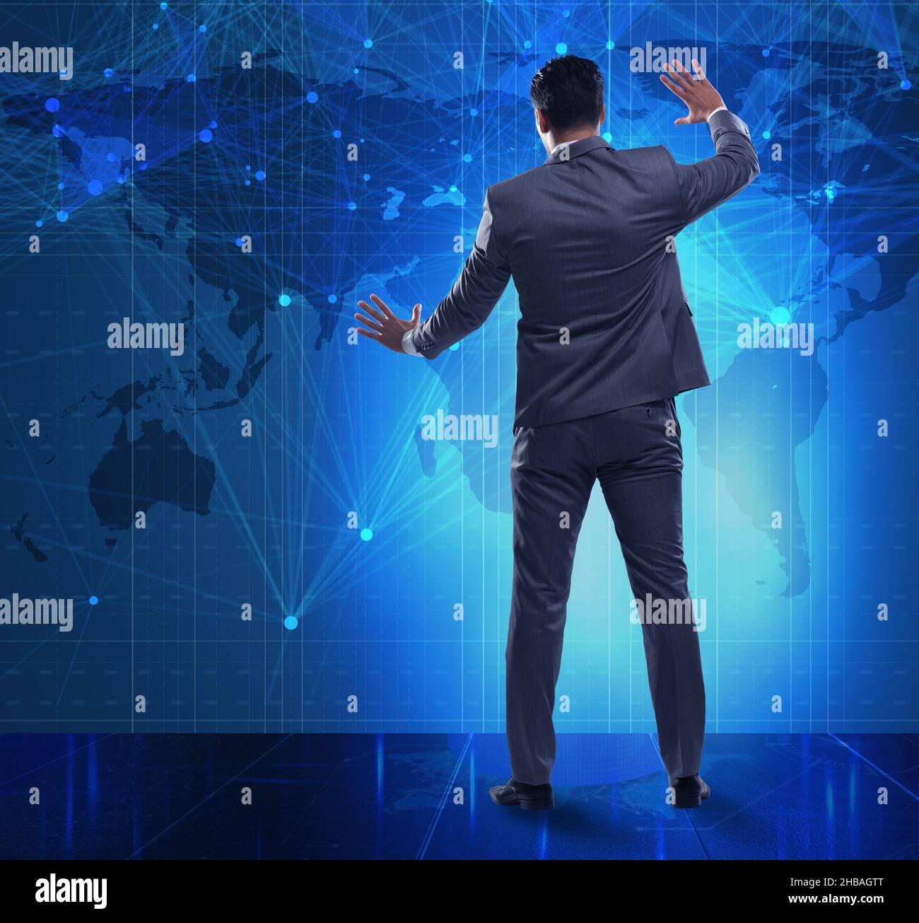 The businessman in futuristic computing concept Stock Photo - Alamy