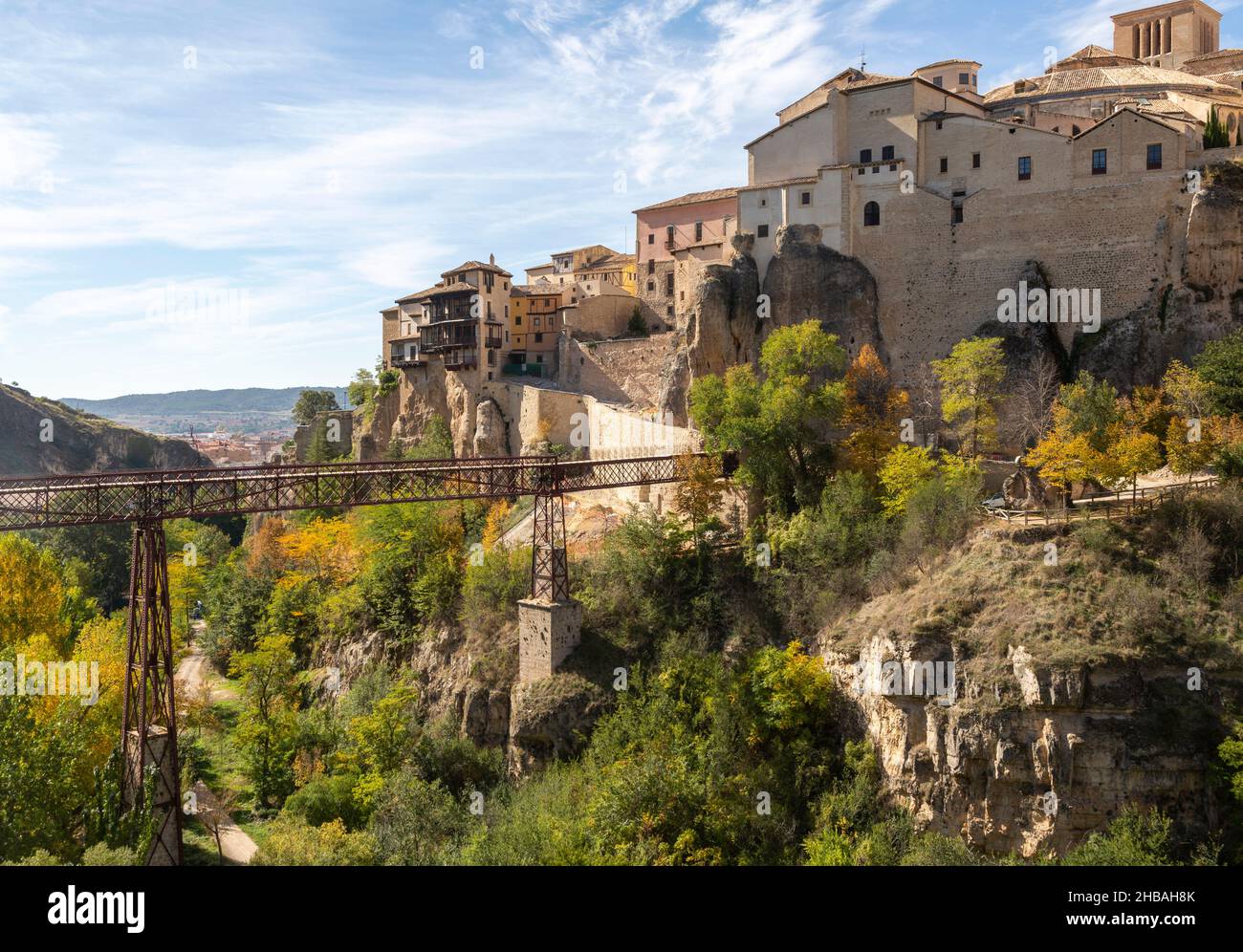Puente de San Pablo bridge over Huecar river, Cuenca, Castille La ...