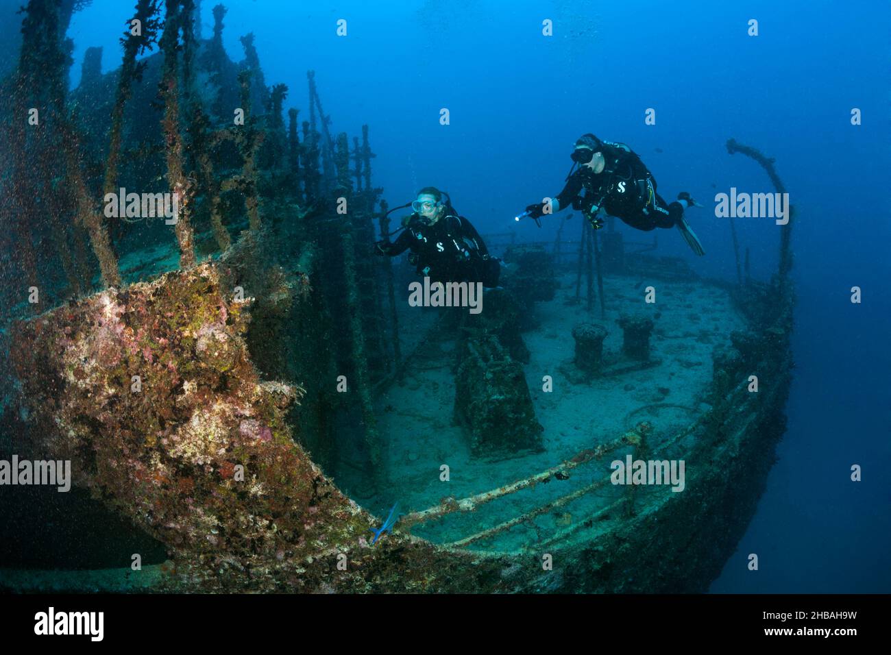 Scuba Diver explore Stern of Maldive Victory Wreck, Hulhule, North Male ...