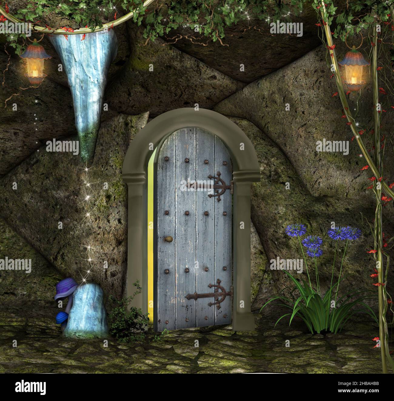 Doorway to the elf cave in a fantasy forest Stock Photo - Alamy