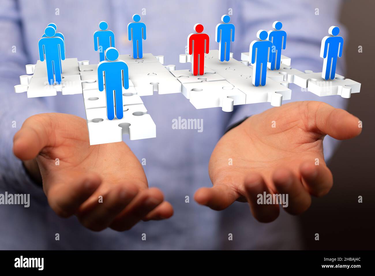 3D rendered people icons hovering over the person's hands Stock Photo ...