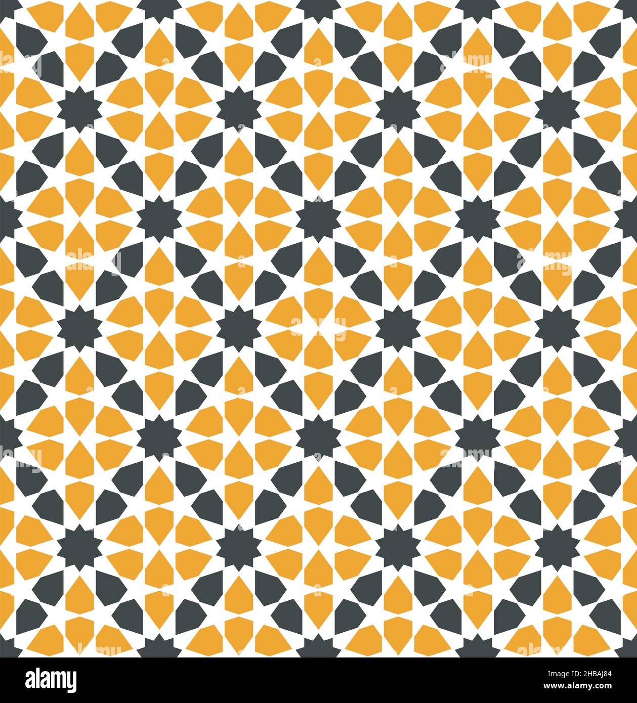 Seamless Geometric Pattern. Based on Islamic Ornament. Black and Orange ...