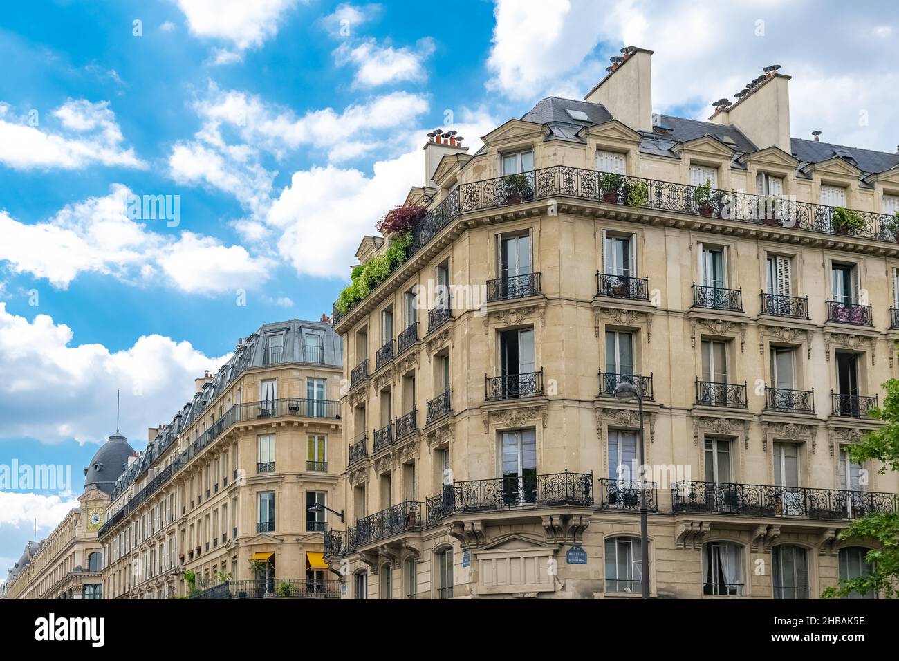 Paris, typical facades and street, beautiful buildings rue de Reaumur ...