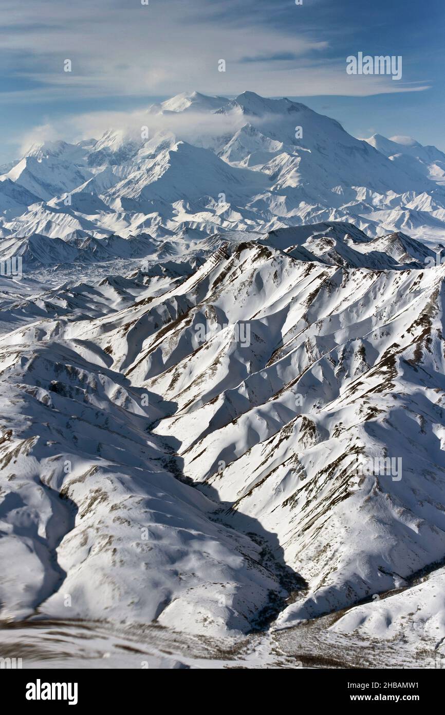 Denali and Range from Air Portrait Denali National Park & Preserve ...