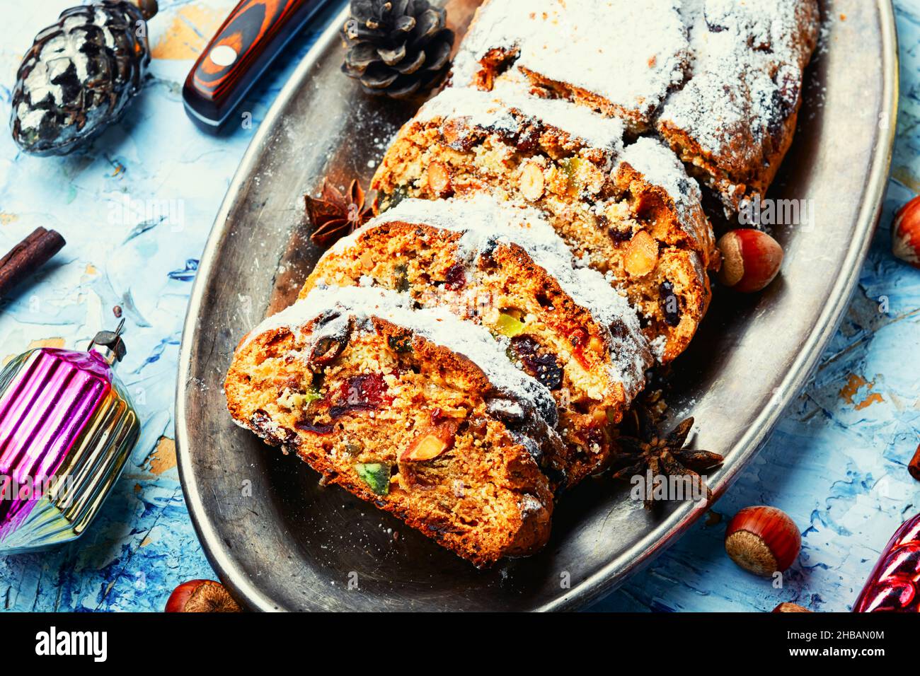 Stollen is a traditional German Christmas pastry. Seasonal cake Stock ...