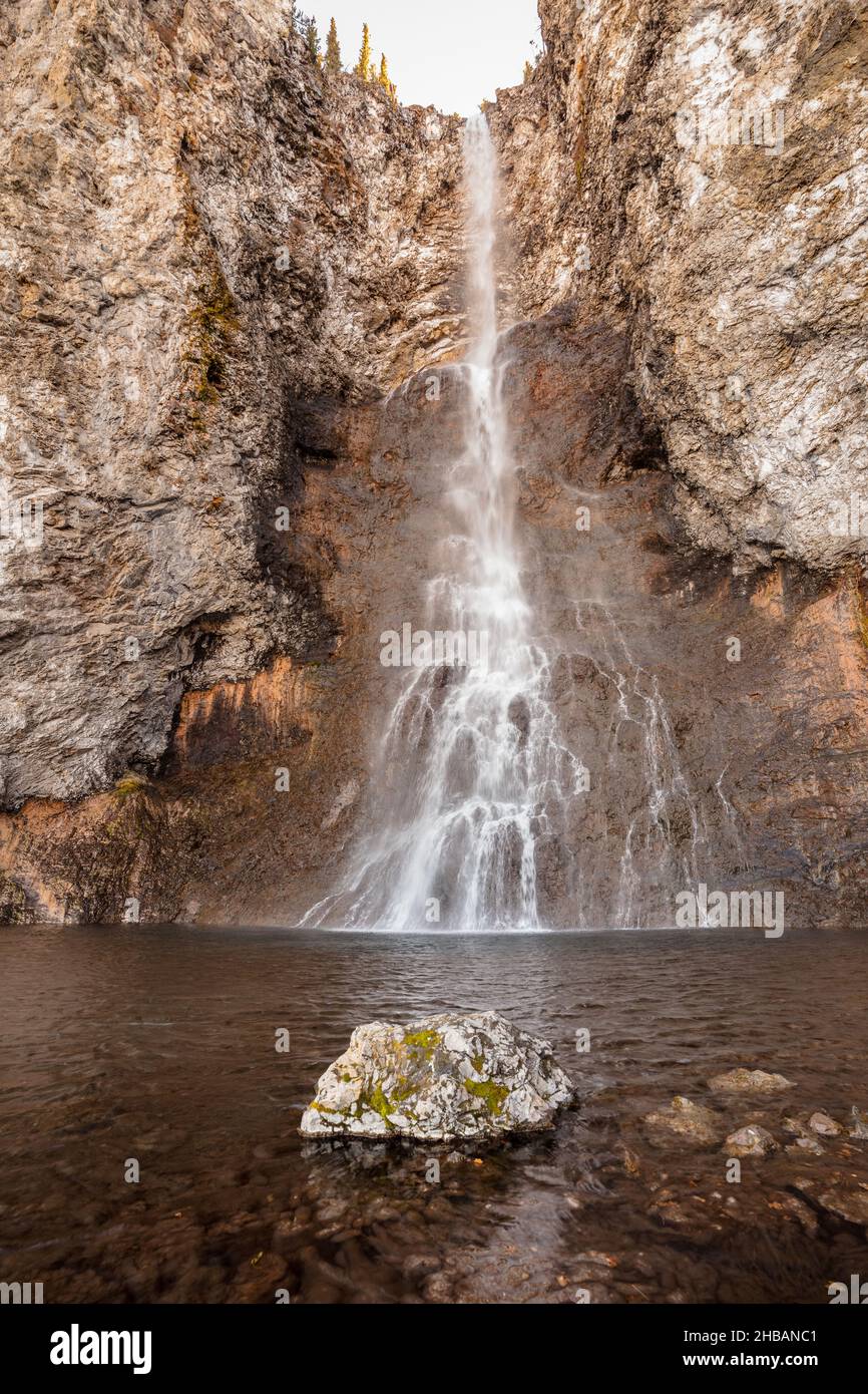 Fairy Falls at sunset, Midway Geyser Basin, Yellowstone National Park ...