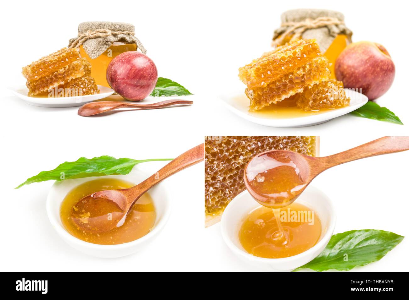 Collection of honey isolated on a white background Stock Photo - Alamy