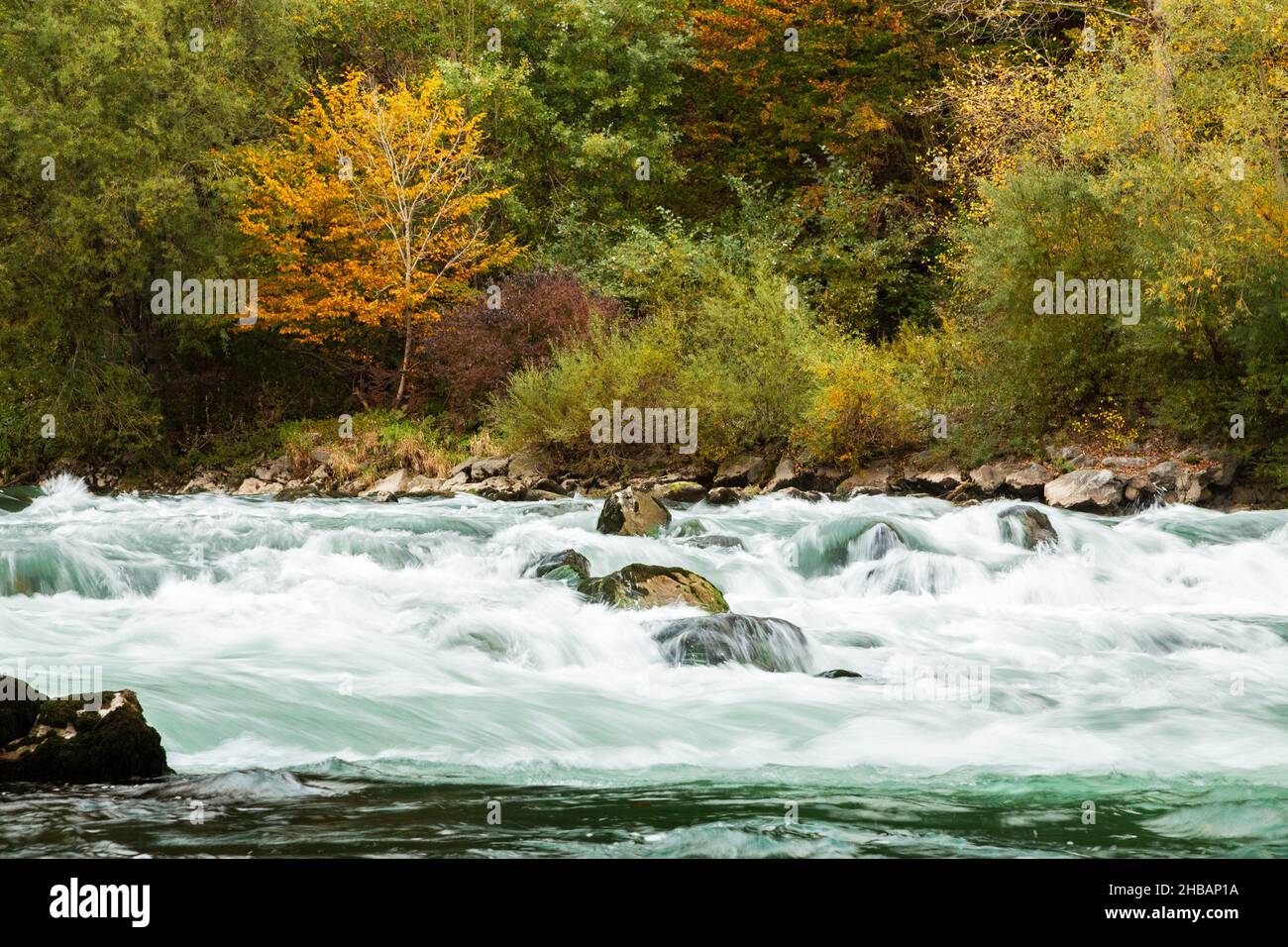 The Sava river in Autumn on the northern outskirts of the capital city ...
