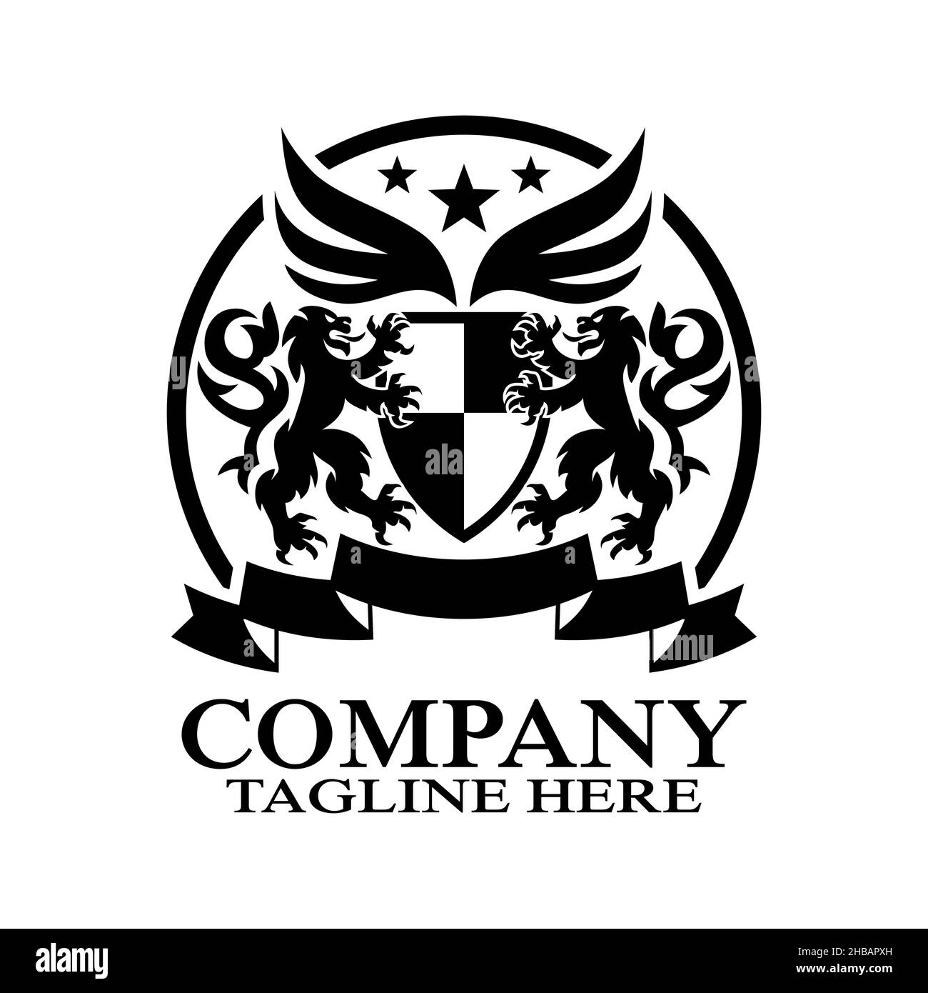 Modern heraldic lion in shield logo. Vector illustration Stock Vector ...