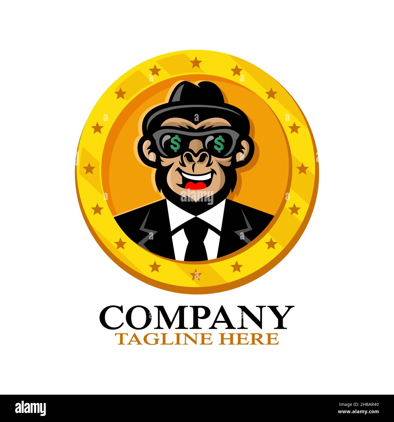 Modern ape coin logo. Vector illustration Stock Vector Image & Art - Alamy