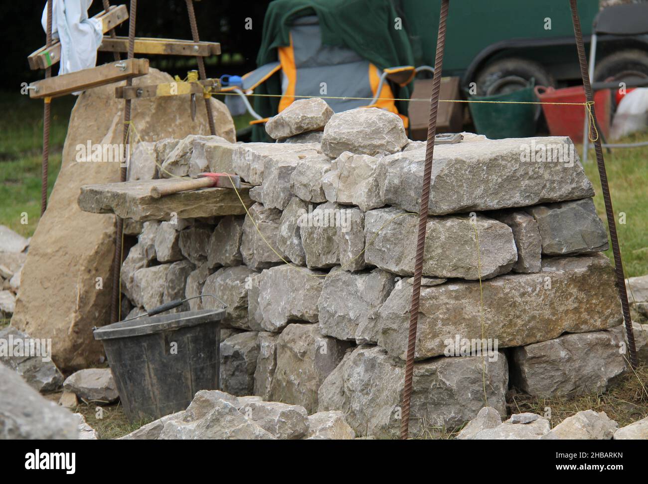 A Demonstration Building of a Traditional Dry Stone Wall Stock Photo ...