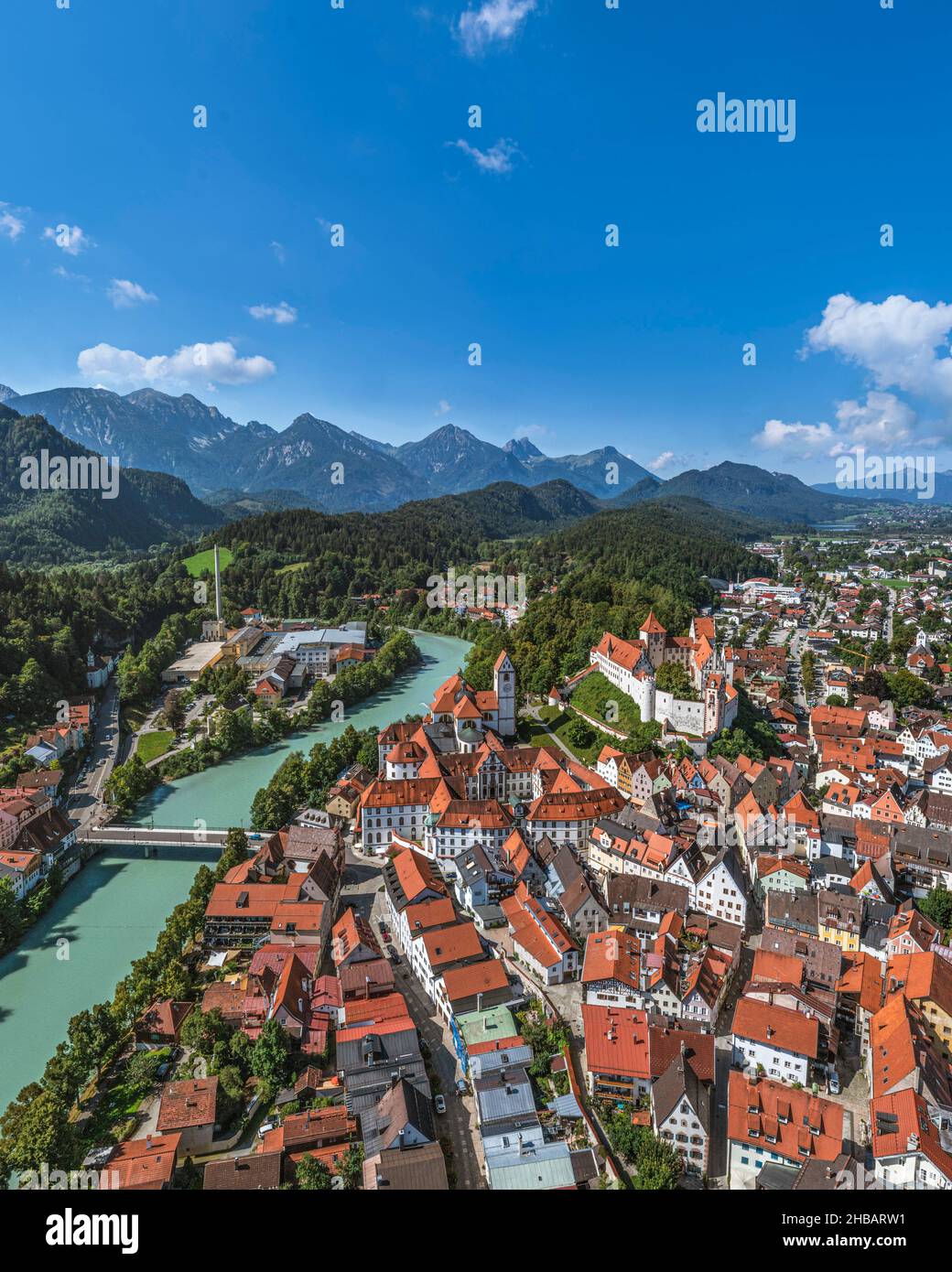 Aerial view to Füssen in Eastern Allgaeu Stock Photo - Alamy