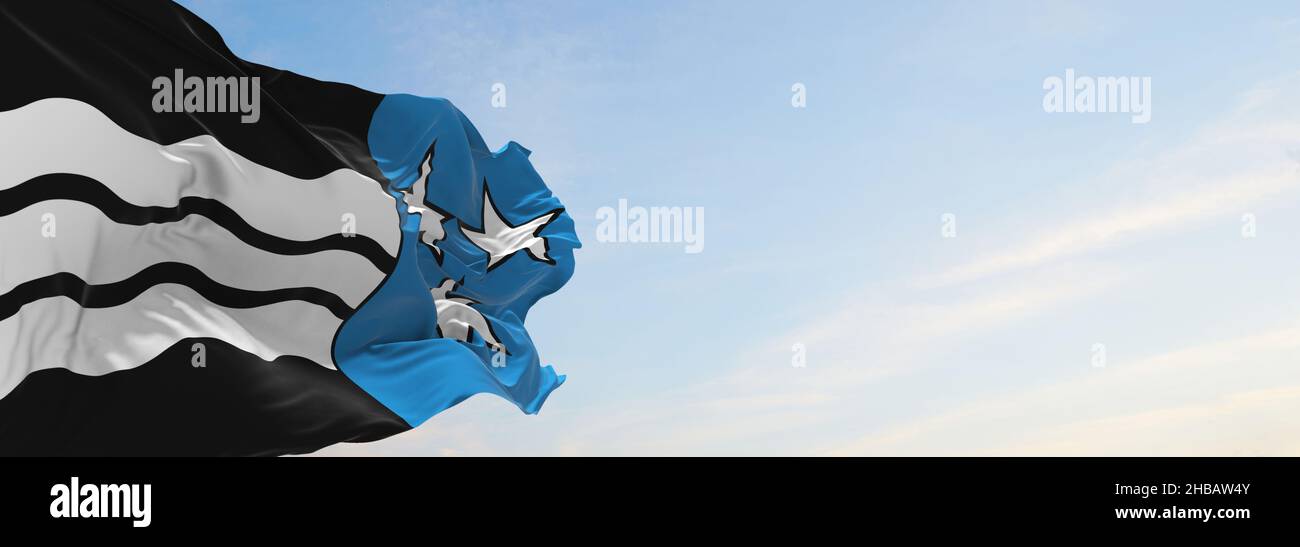 flag of Canton of Aargau , Switzerland at cloudy sky background on ...