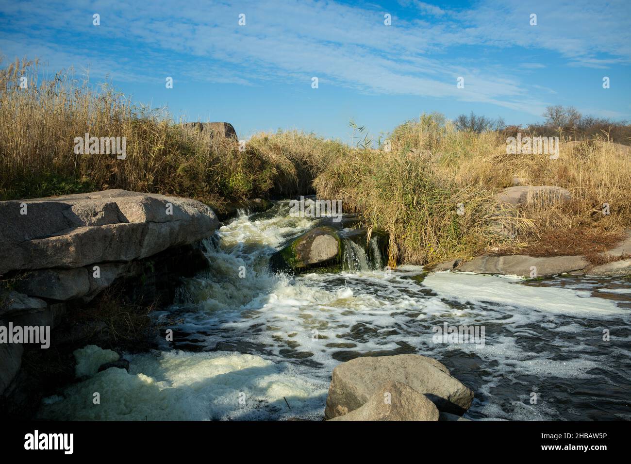 The murmuring waters of the Tokovsky waterfall in Ukraine. This is the ...