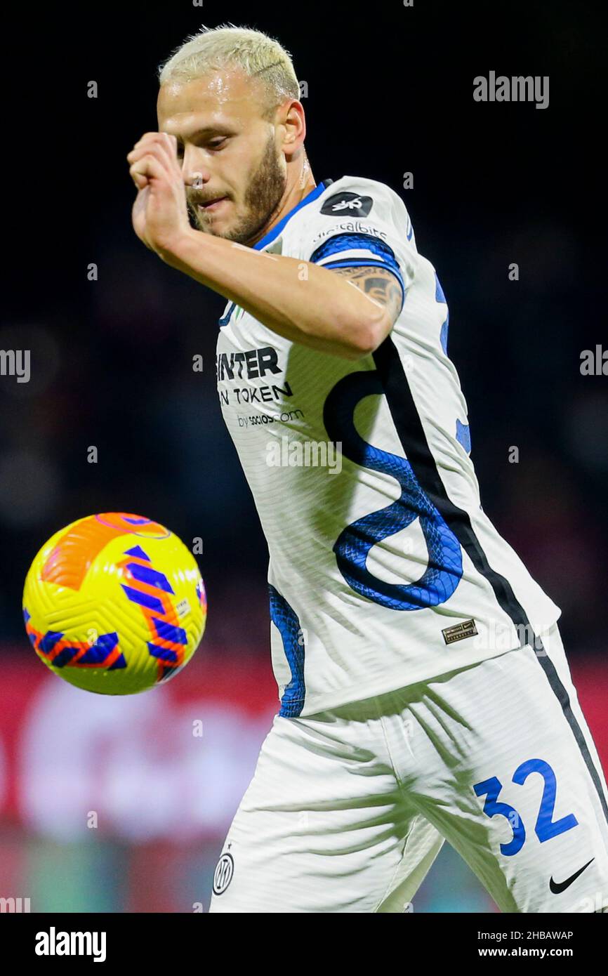 InterÕs Italian defender Federico Dimarco controls the ball during the ...