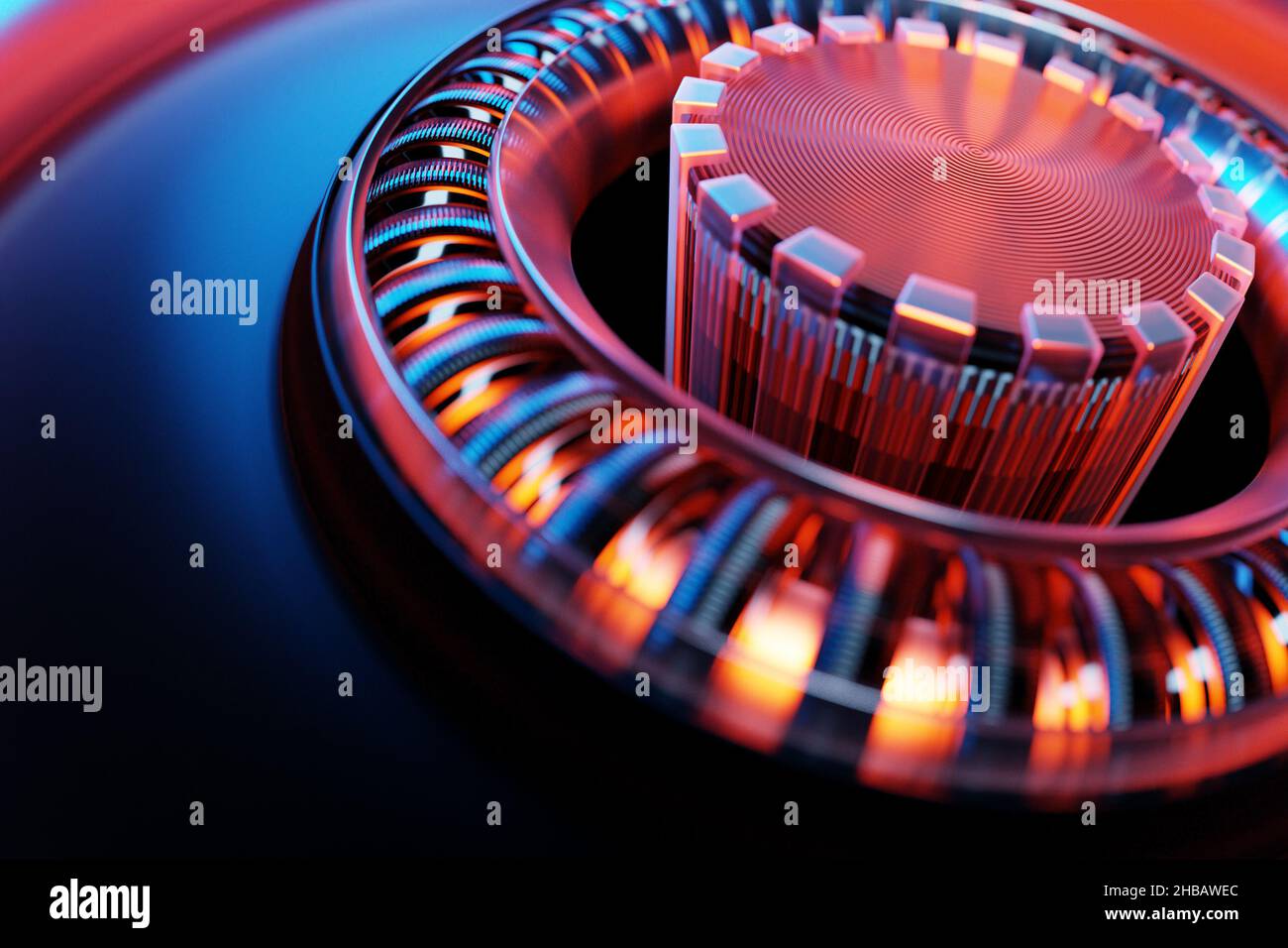 3D illustration of technological circle similar to the burners on a ...