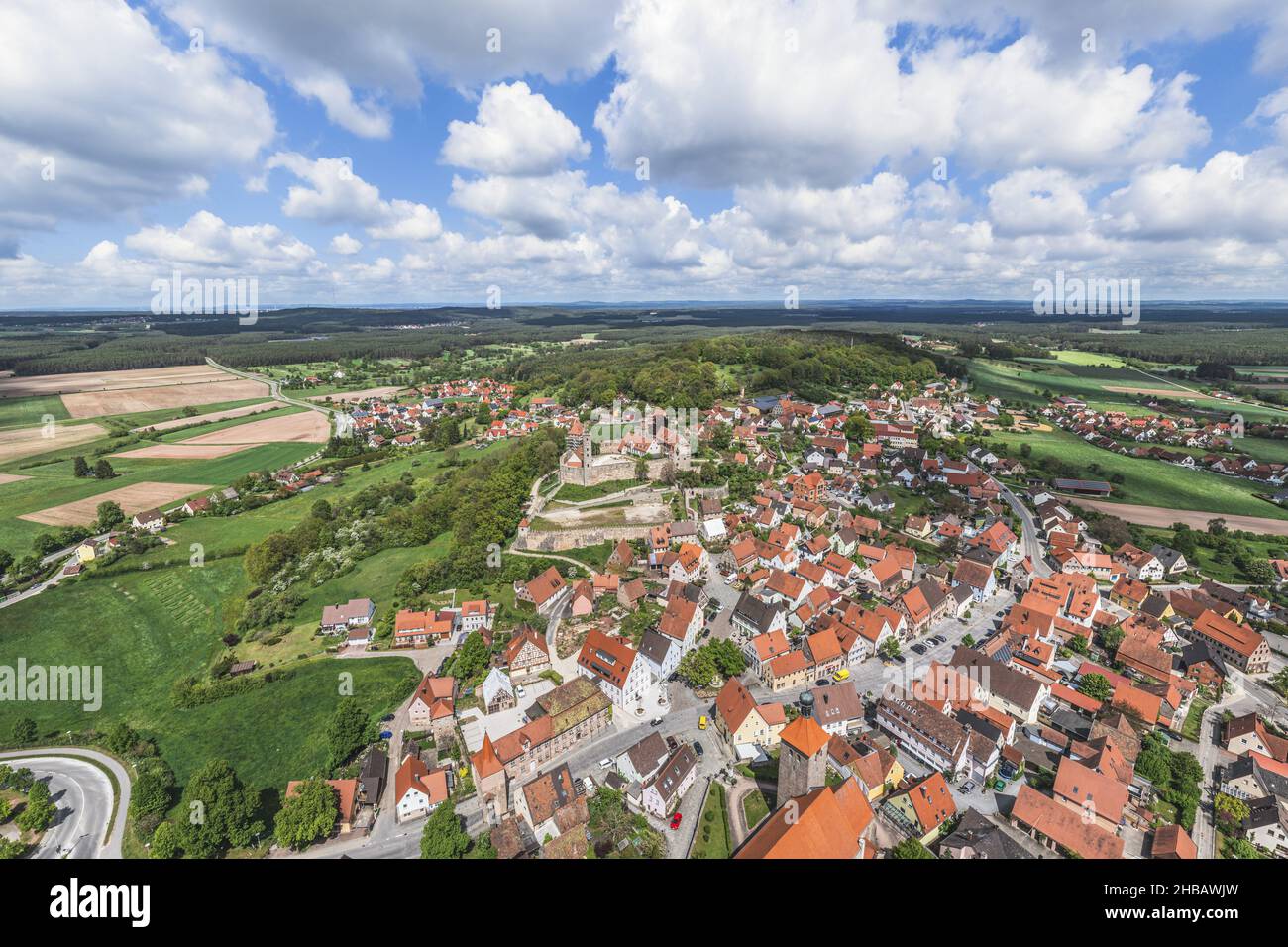 The idyllic little town of Abenberg in Middle Franconia from above ...