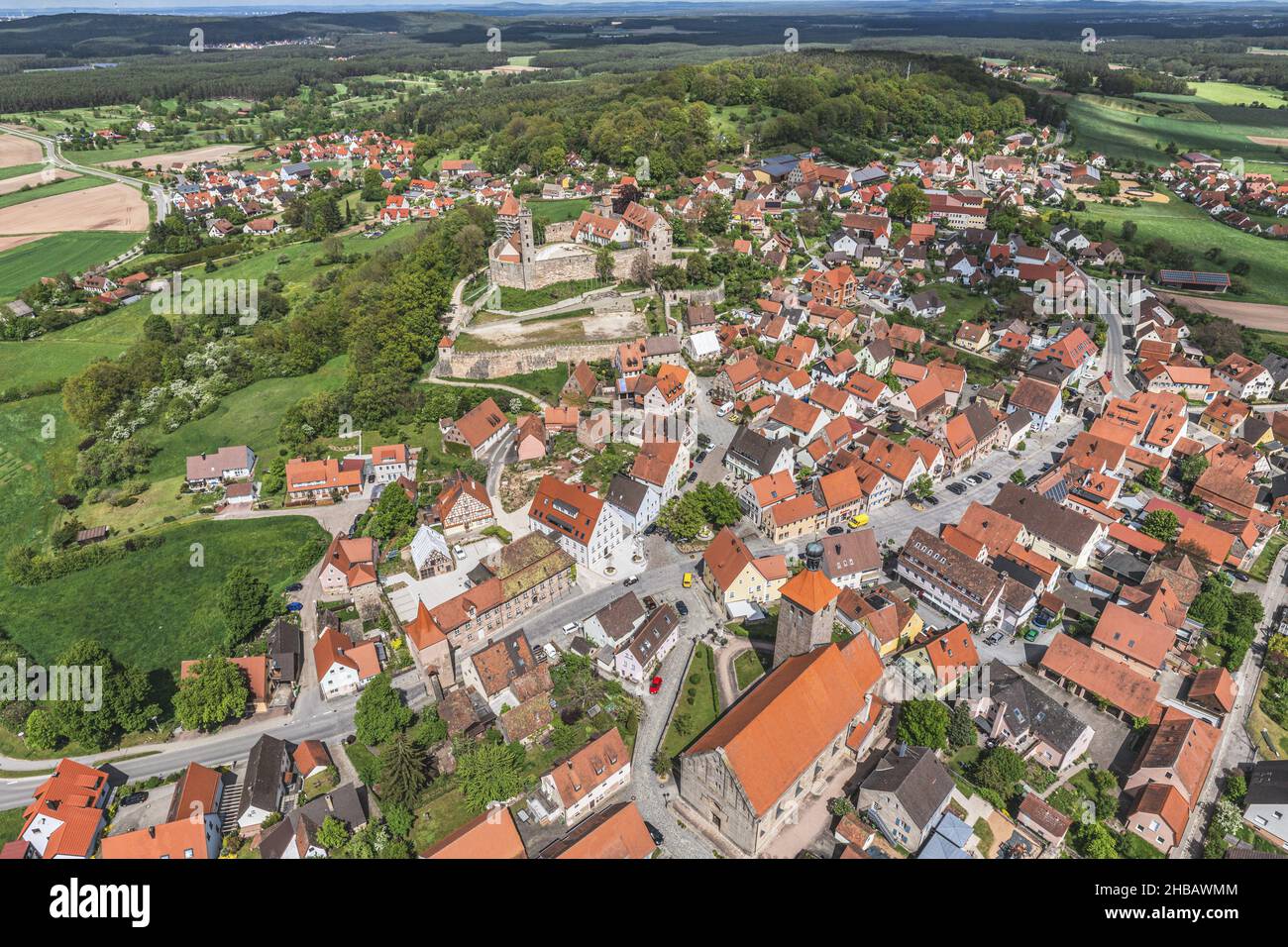 The idyllic little town of Abenberg in Middle Franconia from above ...