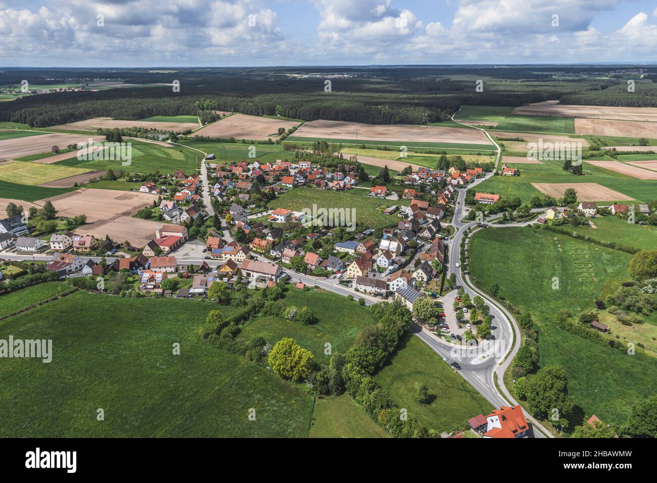 The idyllic little town of Abenberg in Middle Franconia from above ...