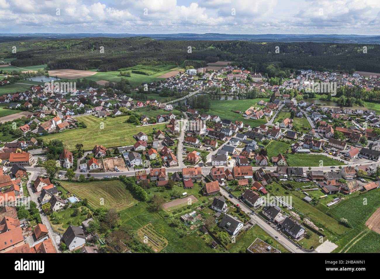 The idyllic little town of Abenberg in Middle Franconia from above ...