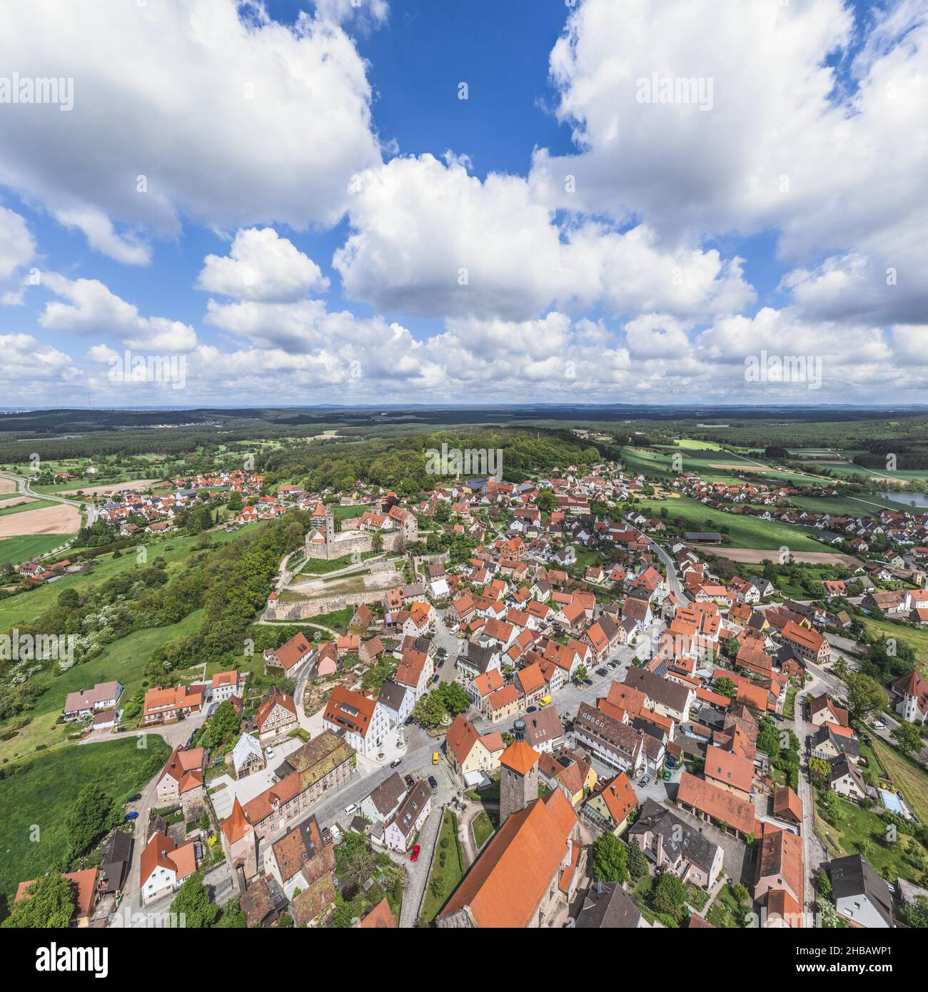 The idyllic little town of Abenberg in Middle Franconia from above ...