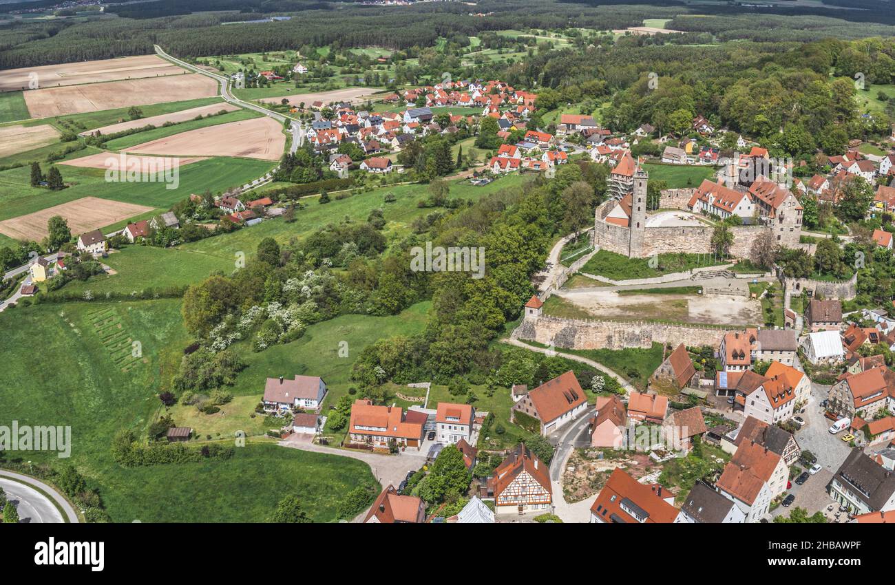 The idyllic little town of Abenberg in Middle Franconia from above ...