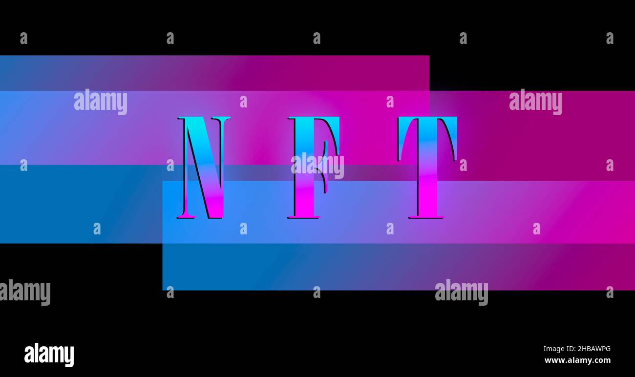 NFT Non-fungible token. Futuristic illustration, cryptoart concept ...