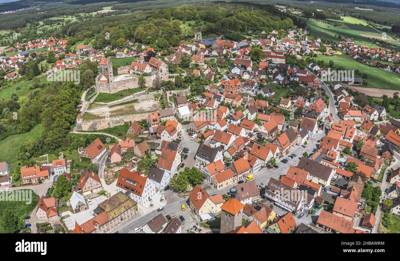 The idyllic little town of Abenberg in Middle Franconia from above ...