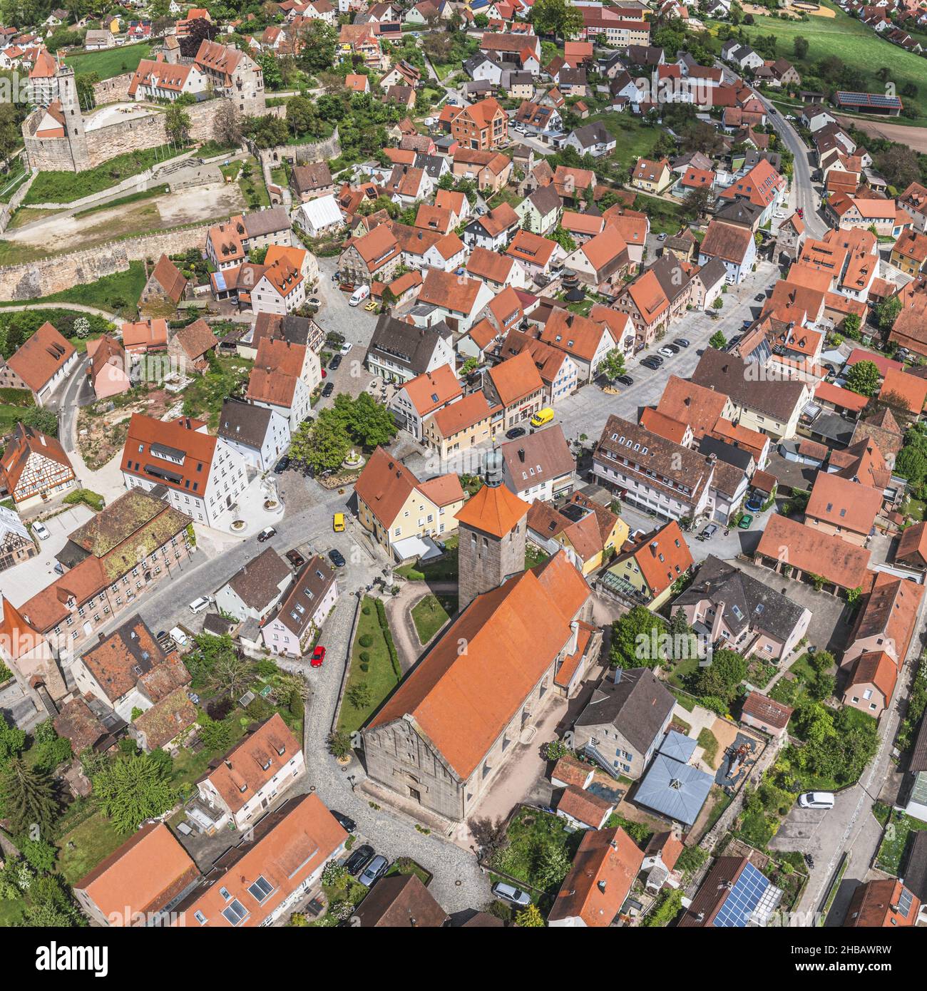 The idyllic little town of Abenberg in Middle Franconia from above ...
